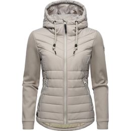 Outdoorjacke Ragwear "Sandrra", Damen, Gr. XXXL(46), weiß (bone), Obermaterial: 100% Polyester, Obermaterial Ärmel: 100% Baumwolle, Futter: 100% Polyester, Wattierung: 100% Polyester, figurumspielend hüftlang, Ärmel ohne Ärmelschlitz abgestepptes Bündchen, Jacken, Steppjacke aus modernem Materialmix mit Kapuze