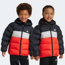 Steppjacke adidas Sportswear "LK SD JKT", Kinder, Gr. 122, schwarz (schwarz, grau one, bright rot), Obermaterial: 100% Polyester. Wattierung: 100% Polyester, Jacken