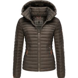 Steppjacke Marikoo "Löwenbaby", Damen, Gr. XS (34), grau (anthrazit), Oberstoff: 100% Nylon, Futter: 100% Polyester, Wattierung: 100% Polyester, Ärmelfutter: 100% Polyester, tailliert hüftbedeckend, Ärmel ohne Ärmelschlitz elastischer Bund, Jacken, stylische Übergangsjacke mit abnehmbarer Kapuze