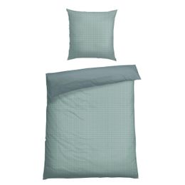Wendebettwäsche Schiesser "Lucy aus weicher Baumwolle im schlichten Minimaldessin", grün, B/L: 135cm x 200cm, 1 Stk., 1 Stk., Feinbiber, B/L: 80cm x 80cm, 2 Stk., Feinbiber, Obermaterial: 100% Baumwolle, Bettwäsche, MADE IN GREEN by OEKO-TEX-zertifiziert