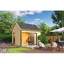 Gartenhaus Lasita Maja "MURANO", beige (naturbelassen), Fußboden im Gartenhaus, Massivholzdach, Holzwerkstoff, Gartenhäuser