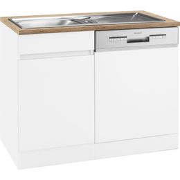 Spülenschrank Optifit "Roth", grau (weiß, weiß, wildeichefarben), B:110cm H:88cm T:60cm, Schränke, Breite 110 cm