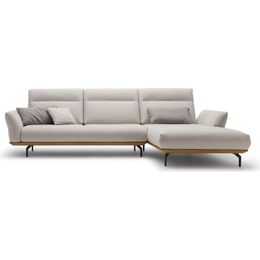 Ecksofa "CR.460", grau (seidengrau 044, 12), B:318cm H:103cm T:183cm, Chenille COCO (72% Polyester 15% Baumwolle 13% Polyacryl), CREATION BY ROLF BENZ, Sofas, Ecksofa, Sockel in Nussbaum, Winkelf&uuml;&szlig;e in Umbragrau, Breite 318 cm