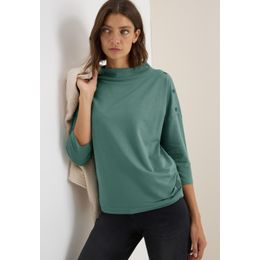 3/4-Arm-Shirt Cecil, Damen, Gr. XL (44), grün (jewel grün), Jersey, Obermaterial: 48% Baumwolle, 48% Modal, 4% Elasthan, unifarben, regular fit normal, ohne Ausschnitt, gerader Abschluss, Shirts, mit Knopfdetail