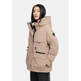 Winterjacke Marikoo "Shigaraa", Damen, Gr. L, taupe grau, Obermaterial: 100% Polyester; Futter: 100% Polyester; Wattierung: 100% Polyester; Ärmelfutter: 100% Polyester, Jacken, mit abnehmbarer Kapuze und Gummizug an der Taille