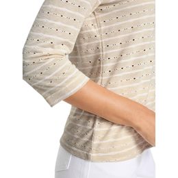 WITT Damen 3/4-Arm-Shirt , zweifarbig, ecru-sand-gemustert, Gr&ouml;&szlig;e 42
