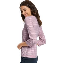 WITT Damen 3/4-Arm-Shirt , zweifarbig, ecru-mauve-gemustert, Gr&ouml;&szlig;e 42