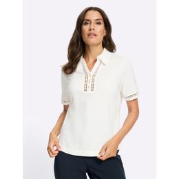 WITT Damen Poloshirt mit Kn&ouml;pfen in Horn-Optik, ecru, Gr&ouml;&szlig;e 52