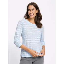 WITT Damen 3/4-Arm-Shirt , zweifarbig, ecru-hellblau-gemustert, Größe 40