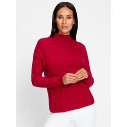 Heine Witt Damen Jacquardpullover in 3-D-Optik gemustert, rot, Größe 38