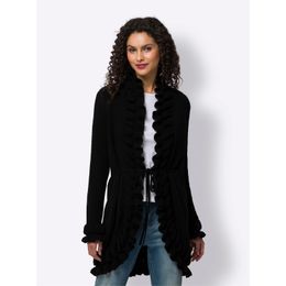 Heine Witt Damen Strickjacke mit Volants, schwarz, Gr&ouml;&szlig;e 48