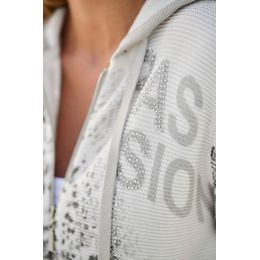 Heine Witt Damen Kapuzenstrickjacke mit Kapuze, ecru-hellgrau-bedruckt, Gr&ouml;&szlig;e 48