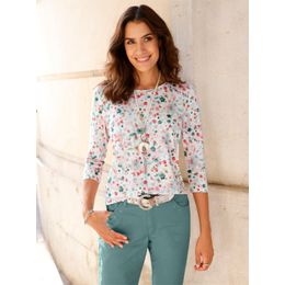 WITT Damen 3/4-Arm-Shirt mit floralem Dessin, ecru-flamingo-bedruckt, Größe 36
