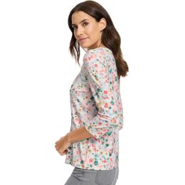 WITT Damen 3/4-Arm-Shirt mit floralem Dessin, ecru-flamingo-bedruckt, Gr&ouml;&szlig;e 36