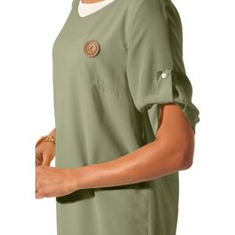 WITT Damen Webkleid in pflegeleichter Qualit&auml;t, khaki-ecru, Gr&ouml;&szlig;e 46