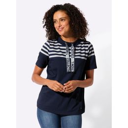 WITT Damen Sweatshirt mit platziertem Druckmuster, marine-ecru, Gr&ouml;&szlig;e 52