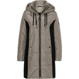 Heine Witt Damen Longjacke mit Kapuze, taupe, Gr&ouml;&szlig;e 40