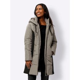 Heine Witt Damen Longjacke mit Kapuze, taupe, Gr&ouml;&szlig;e 42