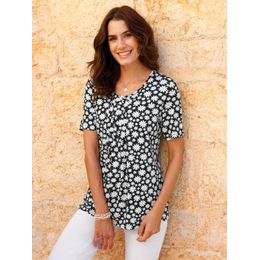 WITT Damen Print-Shirt in weicher Viskose-Qualität, schwarz-ecru-bedruckt, Größe 36