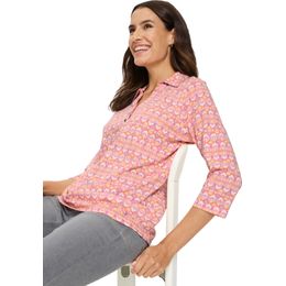 WITT Damen Poloshirt mit Knopfleiste, ecru-orchidee-bedruckt, Gr&ouml;&szlig;e 42