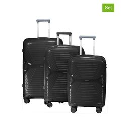 Geographical Norway 3tlg. Hardcase-Trolleyset "Silkovette" in Schwarz - 80% | Damen-koffer-reisegepaeck