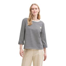 Tom Tailor Longsleeve in Dunkelblau/ Wei&szlig; - 67% | Gr&ouml;&szlig;e M | Damen-tops