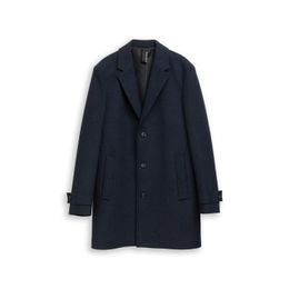 Tom Tailor Herren Wollmantel mit Reverskragen, blau, Fischgrät, Gr. XL
