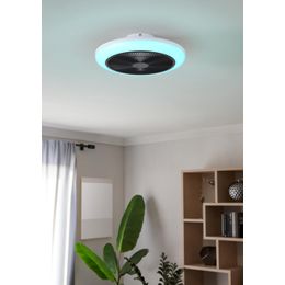 Eglo Leuchten EGLO SAYULITA 1 Leuchte mit Ventilator LED Schwarz, Weiß, Fernbedienung, Farbwechsler