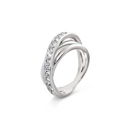 Tchibo - Ring Loops mit Glaskristallsteinen - Damen - Gr. 18 - silber
