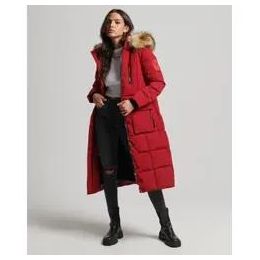 Superdry f&uuml;r Damen. W5010370A Langer Mantel aus Kunstpelz Everest rot (S), L&auml;ssig, Polyester, Nachhaltig