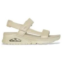 Skechers f&uuml;r Damen. 120016 Uno-Basically Pretty Off-White Sandalen (39), Wei&szlig;, Beige, 1 bis 3 cm, Klettverschluss, L&auml;ssig