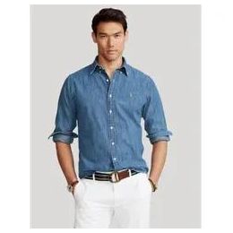 Polo Ralph Lauren f&uuml;r Herren. 710792043001 Custom Fit Denim Hemd blau (M), L&auml;ssig, Baumwolle, Langarm, Marine