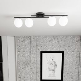 EMIBIG LIGHTING Deckenleuchte Kairo, schwarz/opal, Länge 87 cm, 4-flg.