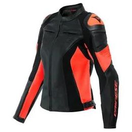 Dainese Racing 4 Lady Lederjacke schwarz / fluo-rot 46