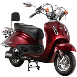 Motorroller Alpha Motors "Retro Firenze", rot (weinrot, schwarz), Motorroller, 25 km/h, im Retro-Look, B:85cm H:108,5cm L:189cm