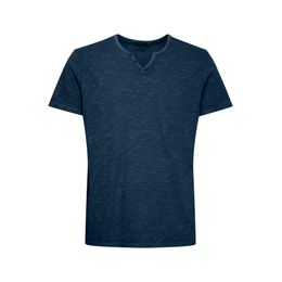 T-Shirt Blend "BHAshton split neck tee", Herren, Gr. M, blau (marineblaus), Single Jersey, Obermaterial: 100% Baumwolle, unifarben, regular fit hüftbedeckend, V-Ausschnitt, Shirts, mit Deko-Knopfdetail am Ausschnitt