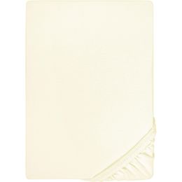 Spannbettlaken Biberna "Conny", beige (perlmuttfarben), 1 Stk., Jersey-Elasthan, 180-200x200-220 40, Jersey-Elasthan, Obermaterial: 95% Baumwolle, 5% Elasthan, Bettlaken, hochwertiges Jersey-Elasthan geeignet für Wasser- und Boxspringbetten