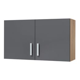 Hängeschrank KOCHSTATION "KS-Toronto, Breite 100 cm", grau (anthrazit, eiche), B:100cm H:57cm T:34cm, Spanplatte, Schränke