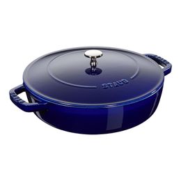 Staub Braisers Bräter mit Chistera Drop-Structure 24 cm, rund, Dunkelblau, Gusseisen