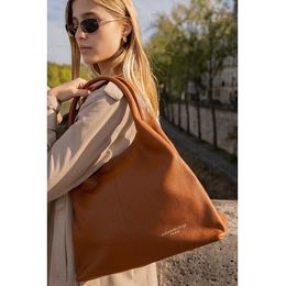 maison héritage PARIS Leder-Schultertasche "Tikki" in Hellbraun - (B)40 x (H)28 x (T)14 cm - 72% | Damen-taschen