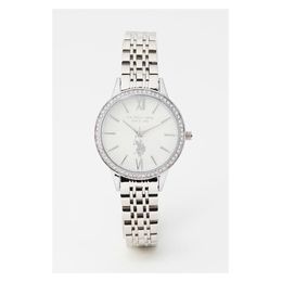 U.S. Polo Assn. Quarzuhr in Silber/ Weiß - 67% | Damen-uhren