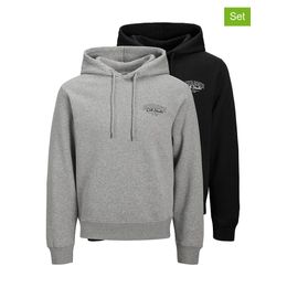 Jack & Jones Jack & Jones 2er-Set: Hoodies in Schwarz/ Grau - 21% | Größe M | Herren-sweatshirts-jacken