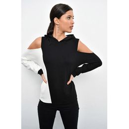 Cool and sexy Hoodie in Schwarz/ Weiß - 60% | Größe S | Damen-sweatshirts-jacken