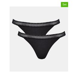 Sloggi 2er-Set: Strings in Schwarz - 60% | Größe S | Damen-unterteile