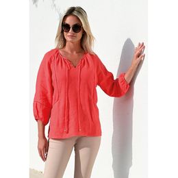 Bleu d'Azur Leinen-Bluse "Shanti" in Koralle - 82% | Gr&ouml;&szlig;e 40/42 | Damen-blusen