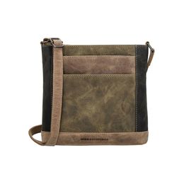 HIDE & STITCHES Leder-Umhängetasche in Khaki/ Schwarz - (B)23 x (H)22 x (T)6 cm - 59% | Damen-taschen
