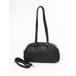 Lia Biassoni Leder-Schultertasche "Dollaro" in Schwarz - (B)28 x (H)15 x (T)8 cm - 76% | Damen-taschen
