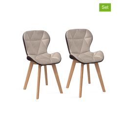 IDOMYA Factory 2er-Set: Esszimmerstühle "Gladys" in Taupe - (B)46 x (H)79 x (T)50 cm - 66% | Sitzmoebel