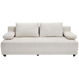CARRYHOME Schlafsofa, Greige, Textil, 3-Sitzer, F&uuml;llung: Faserb&auml;llchen, Schaumstoffflocken,Faserb&auml;llchen, Schaumstoffflocken, 201x72x98 cm, Oeko-Tex&reg; Standard 100, Stoffauswahl, Liegefunktion, Schlafen auf Sitzh&ouml;he, R&uuml;cken echt, Wohnzimmer, Sofas & Couches, Schlafsofas, Schlafsofas mit Bettkasten