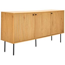 CARRYHOME Sideboard Line, Schwarz, Eiche, Metall, 3 F&auml;cher, 150x75x40 cm, Typenauswahl, Beim&ouml;bel erh&auml;ltlich, stehend, Wohnzimmer, Kommoden & Sideboards, Sideboards
